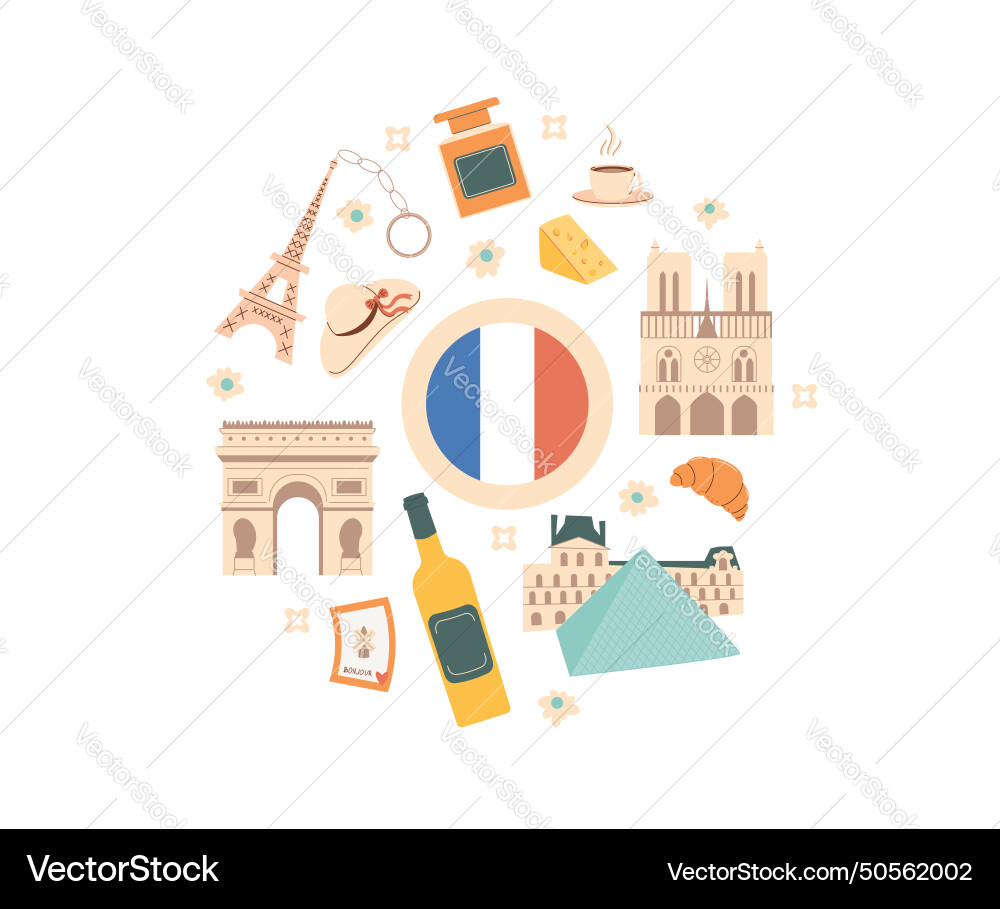 France elements circle composition point Vector Image
