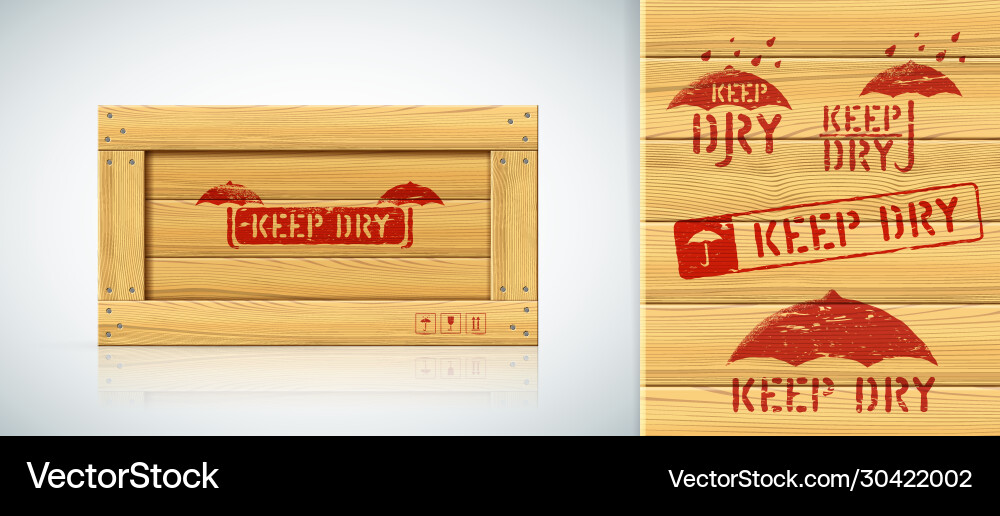 Keep dry red grunge stencil icons set Royalty Free Vector