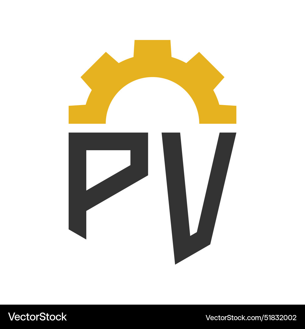 Letter pv gear logo design for service center Vector Image