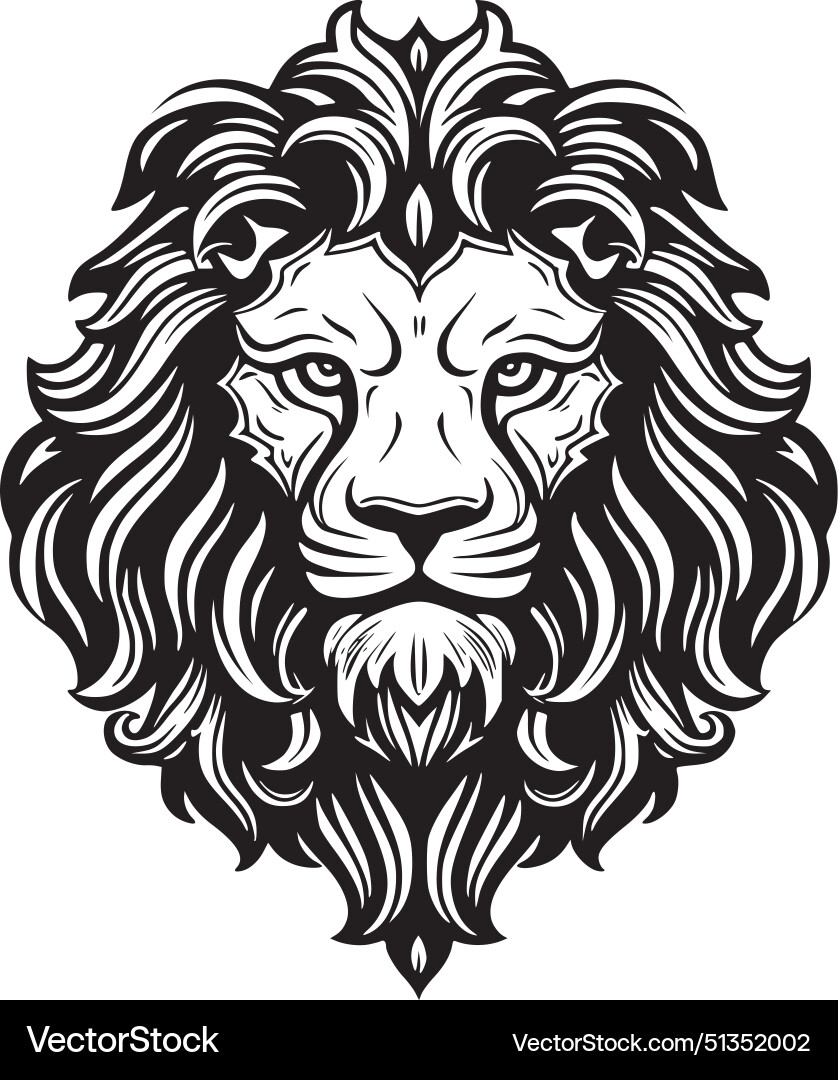 Lion - black and white Royalty Free Vector Image