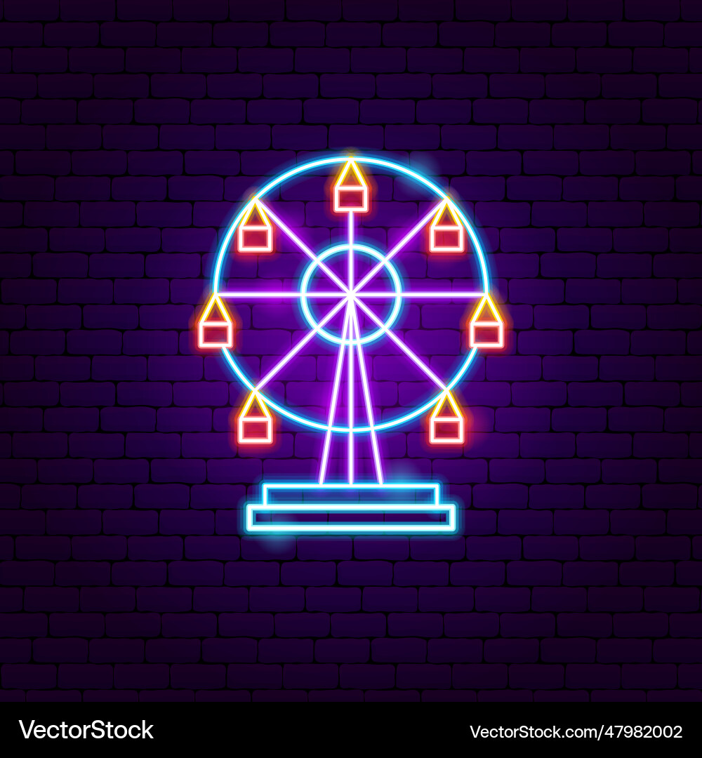 Neon Ferris Wheel Sign Royalty Free Vector Image