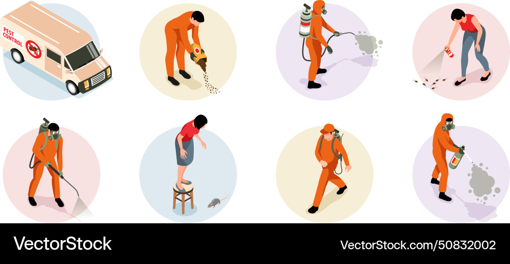 Pest control compositions set Royalty Free Vector Image