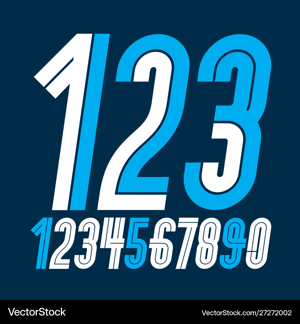 Trendy bold numbers collection numeration made Vector Image