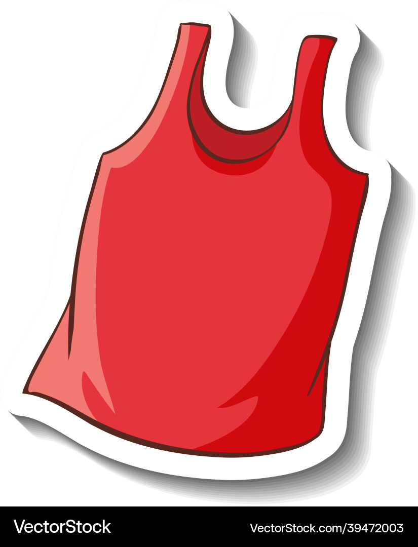 A sticker template with red tank top isolated Vector Image
