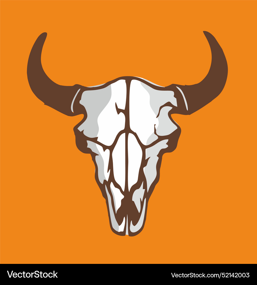 Bison head skeleton on a yellow background Vector Image