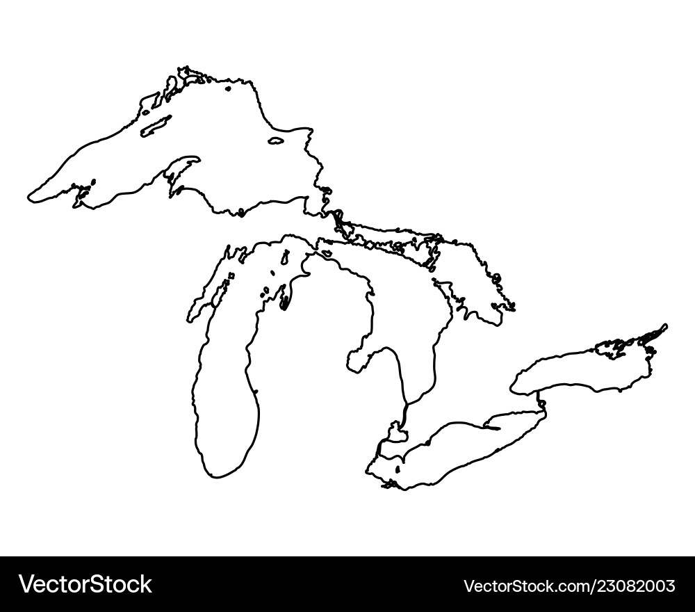 Detailed Map of the Great Lakes Royalty Free Vector Image