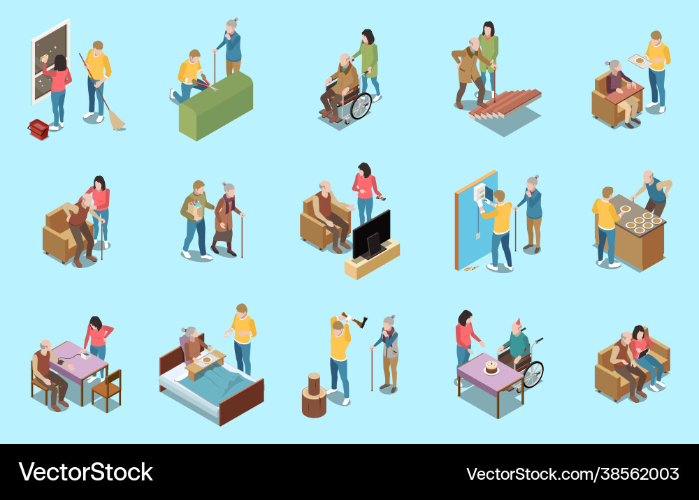 Help elderly people set Royalty Free Vector Image