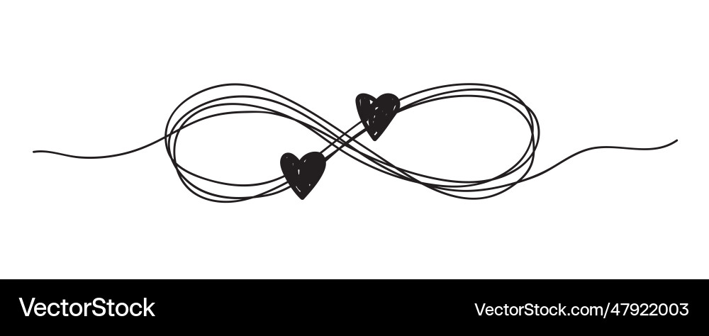 Infinity love icon continuous line art drawing Vector Image