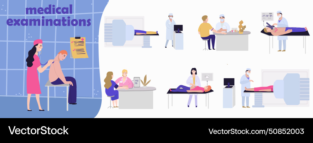 Medical examinations compositions set Royalty Free Vector