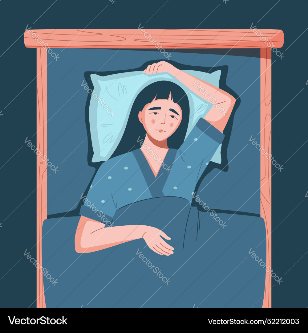 Sleep disorder insomnia sleeplessness young tired Vector Image
