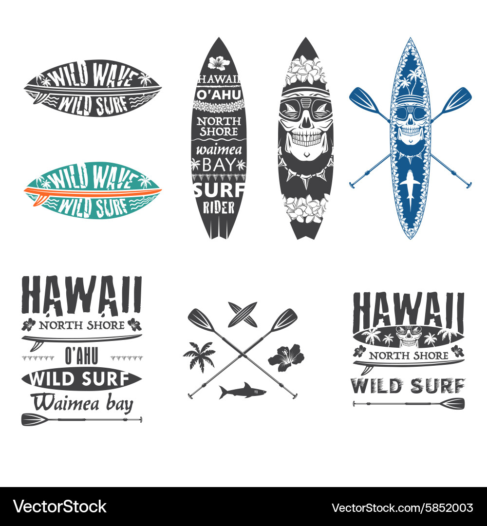 Surfing emblem set 2 Royalty Free Vector Image