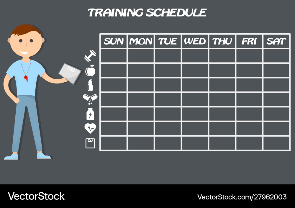 Training schedule wall poster for your individual Vector Image