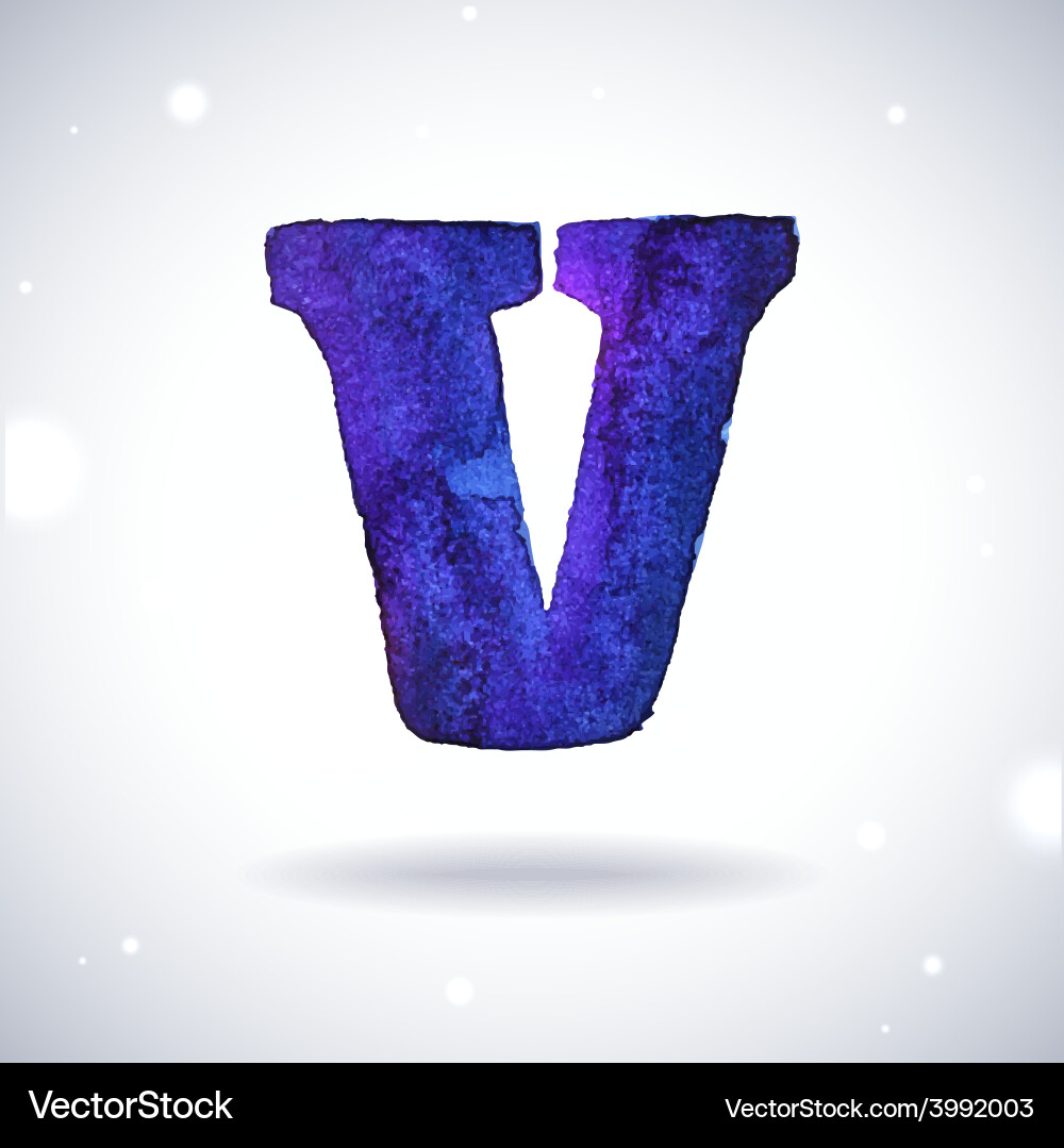 Watercolor letter v Royalty Free Vector Image - VectorStock