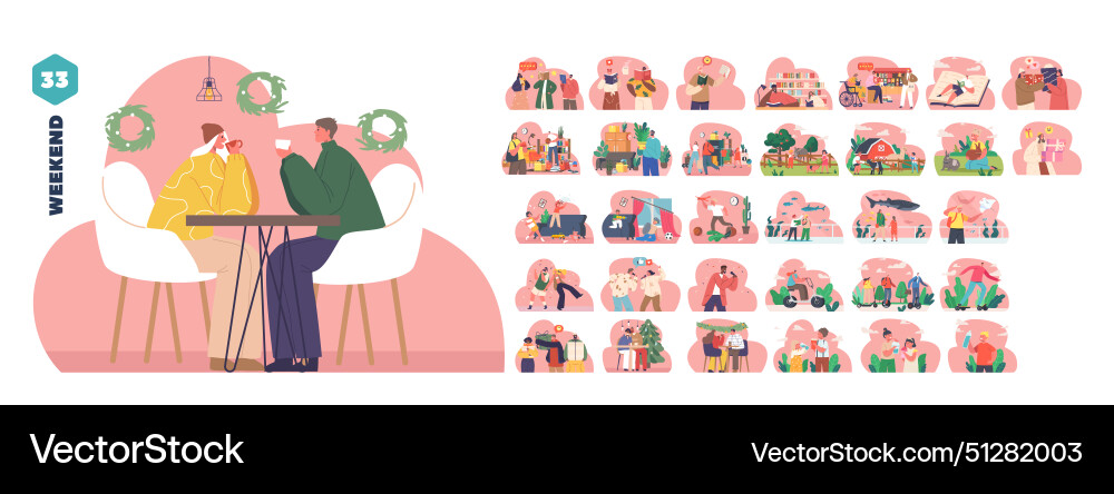 Weekend activities and social interactions Vector Image