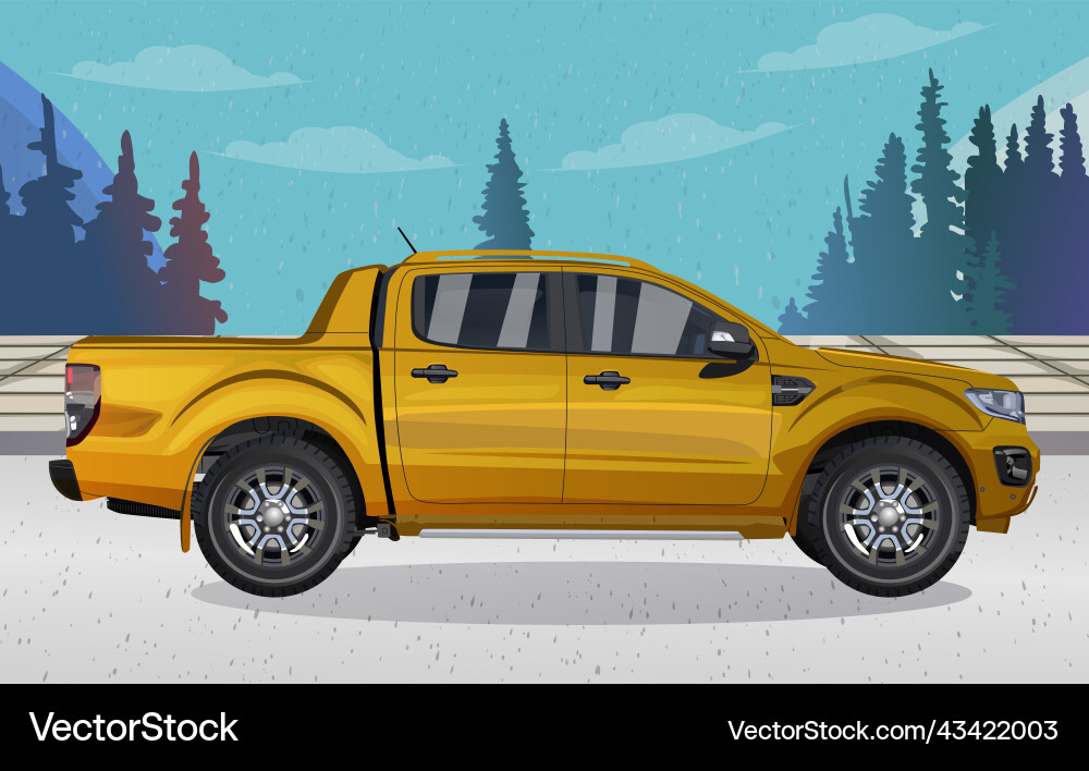 Yellow pickup truck Royalty Free Vector Image - VectorStock