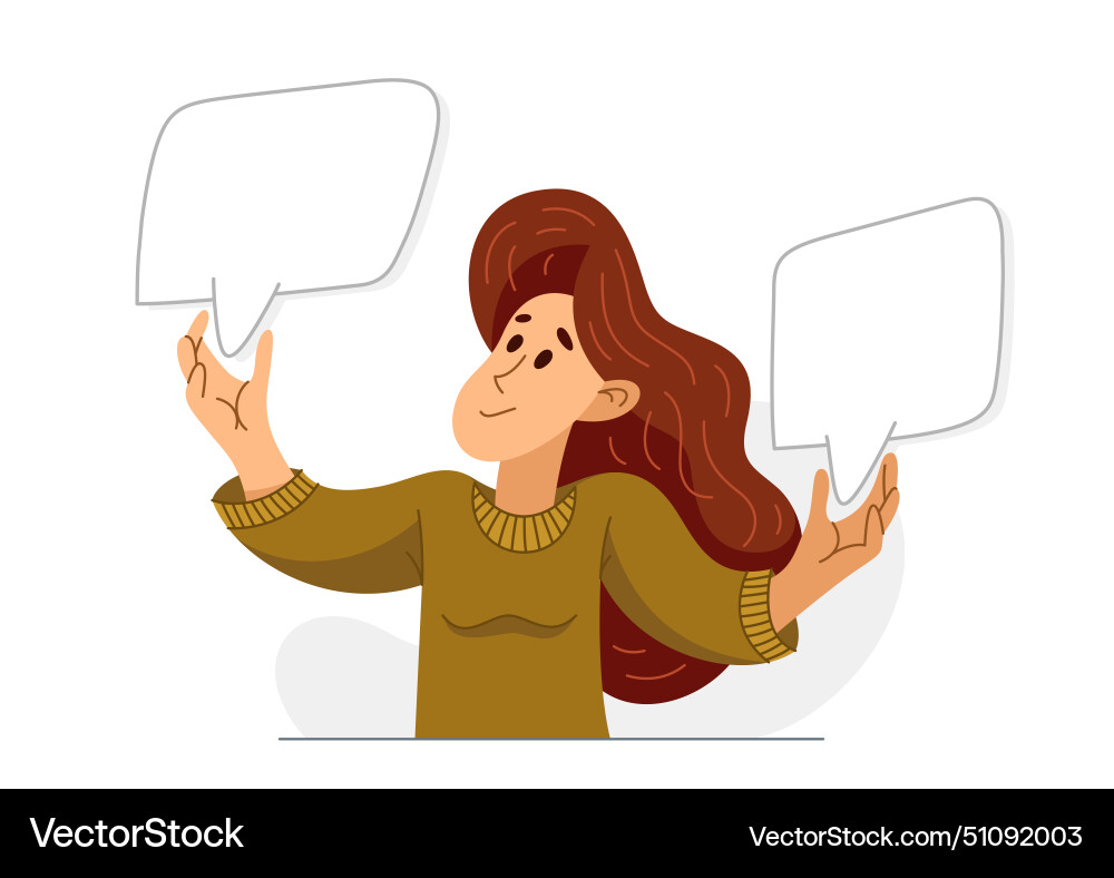 Young woman choosing between two options Vector Image