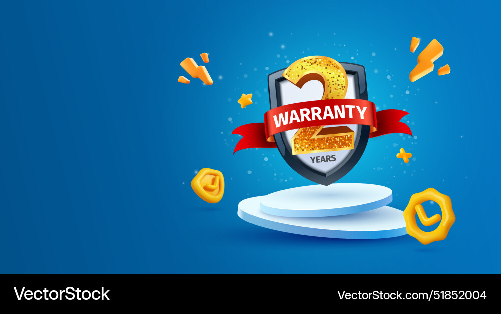 2 years warranty label on shield Royalty Free Vector Image 2 years warranty label on shield Royalty Free Vector Image