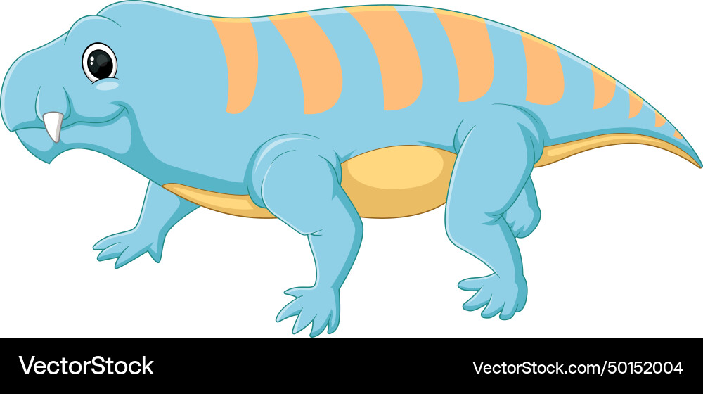 Cartoon diycnodont dinosaur on white background Vector Image