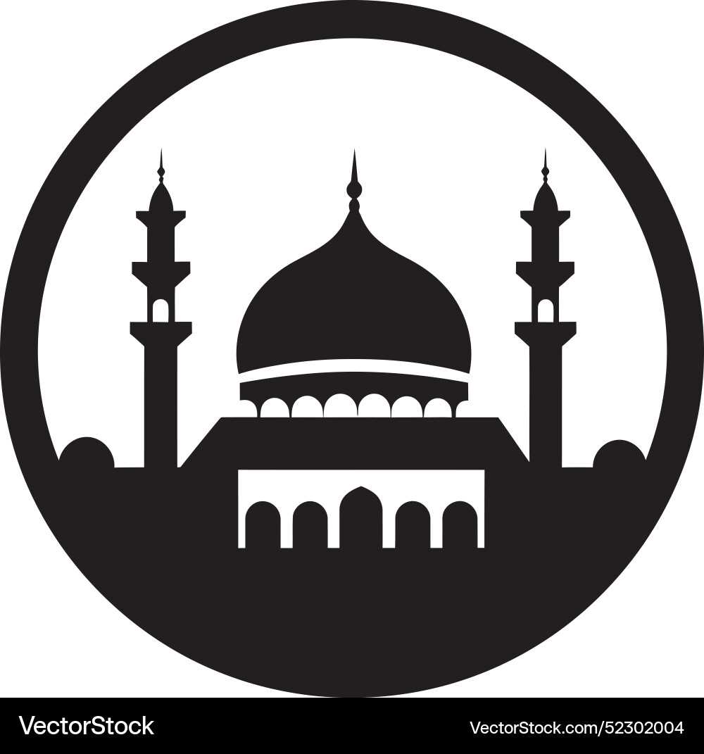 Detailed black art mosque perspectivebold Vector Image