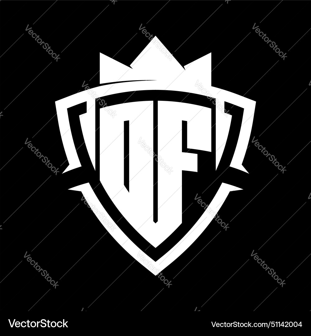 Df letter monogram with triangle curve shield Vector Image