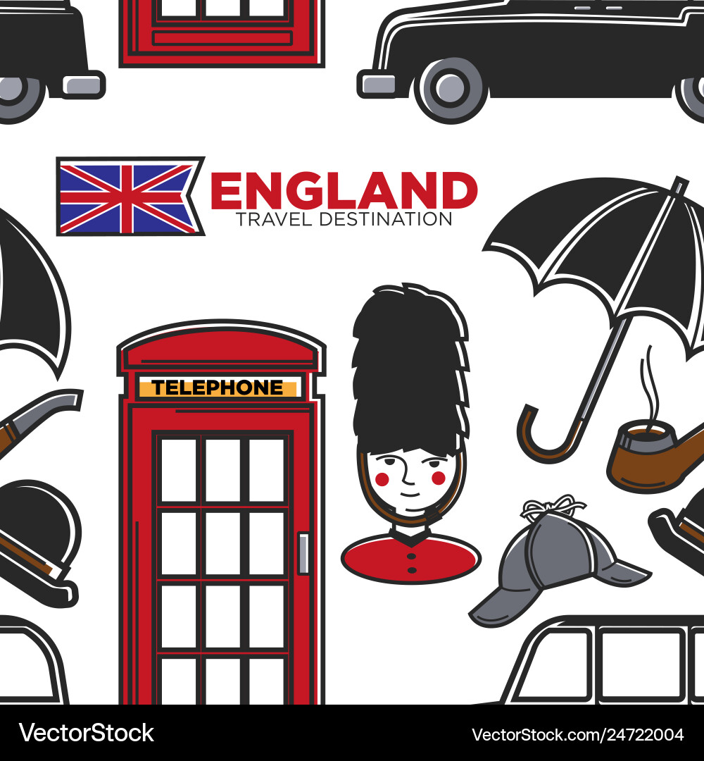 England travel destination seamless pattern Vector Image