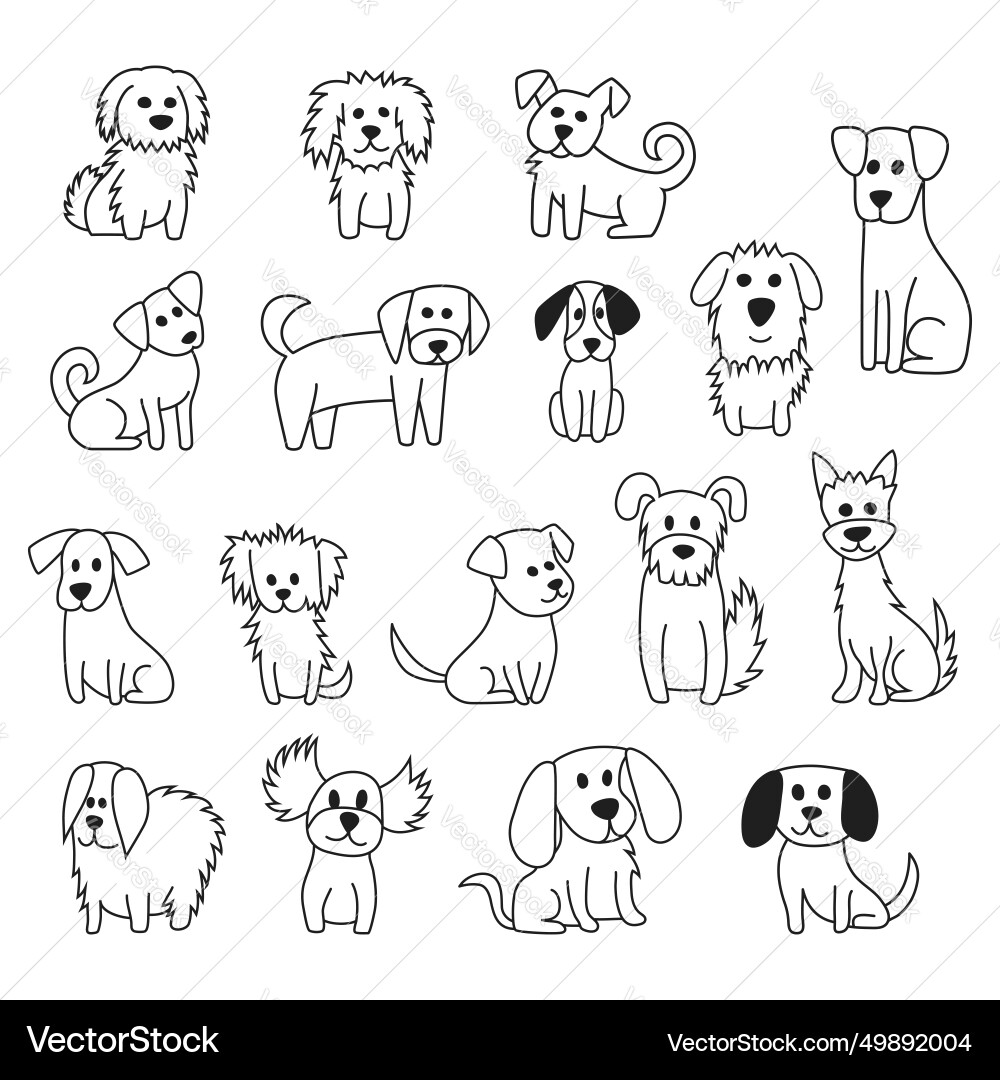 Hand drawn doodle sketch dogs cute funny pets Vector Image