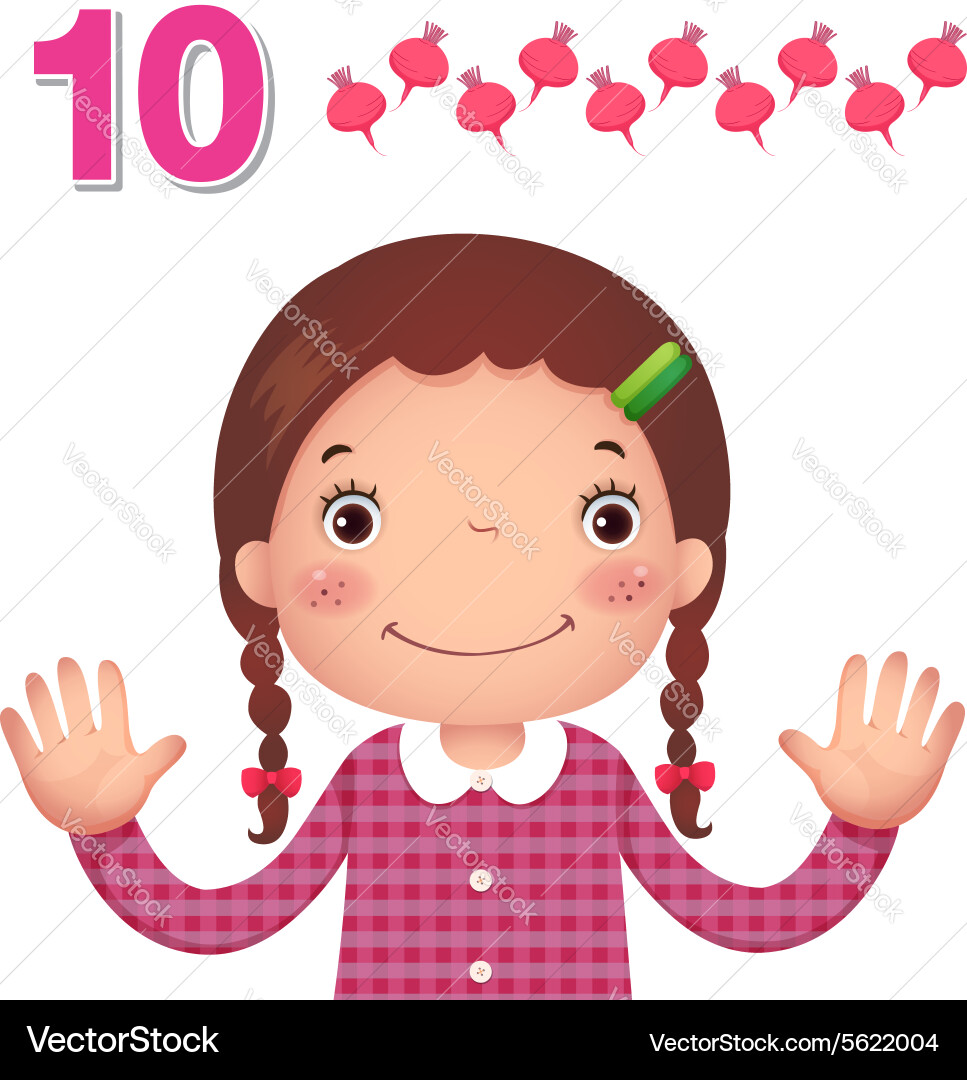 Learn number and counting ten Royalty Free Vector Image