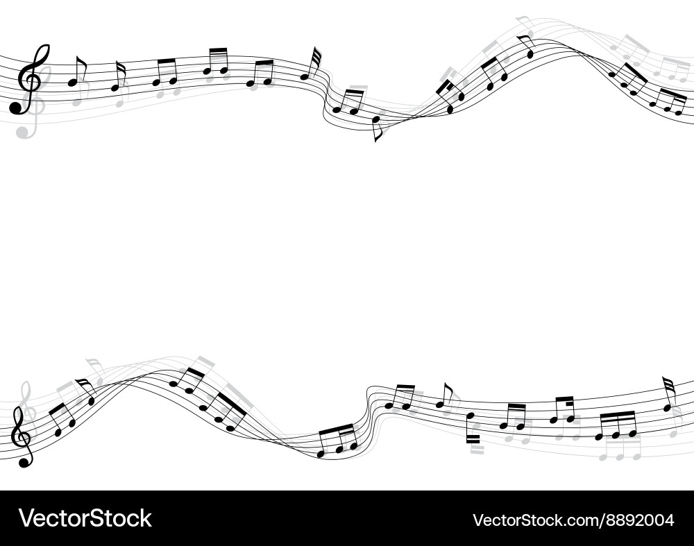 Music notes moving on flow chords and shadow Vector Image