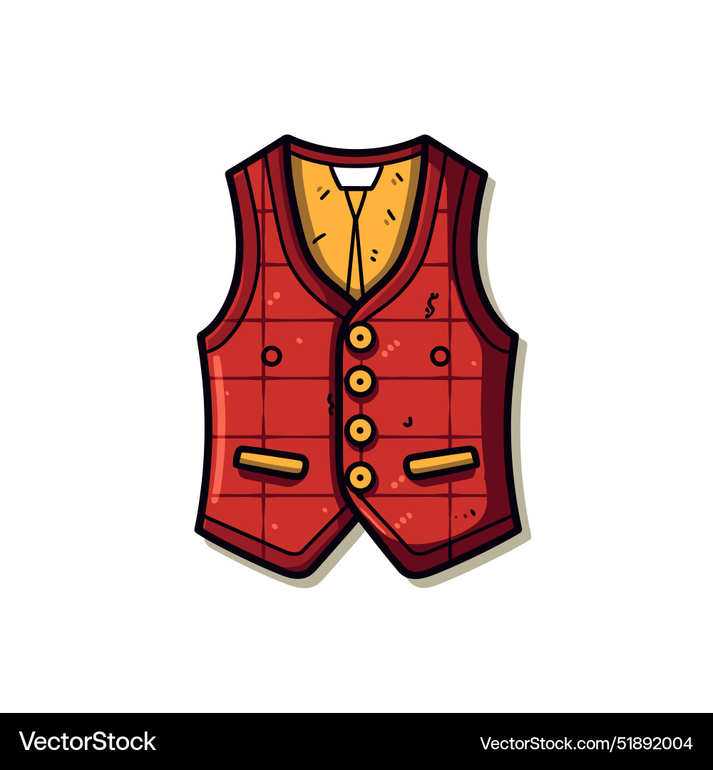 Red vest cartoon with yellow inner lining Vector Image