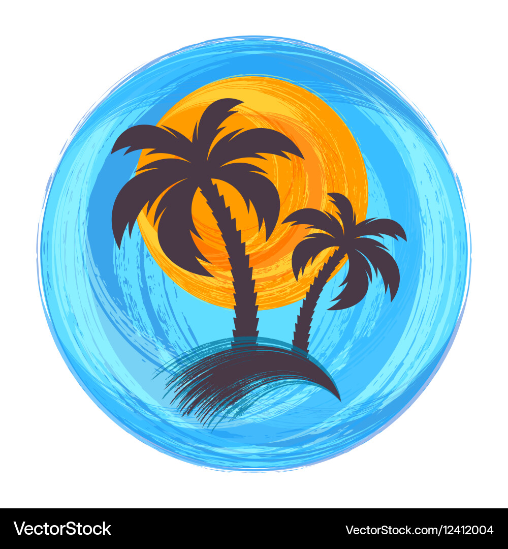 Sun and palm trees Royalty Free Vector Image - VectorStock