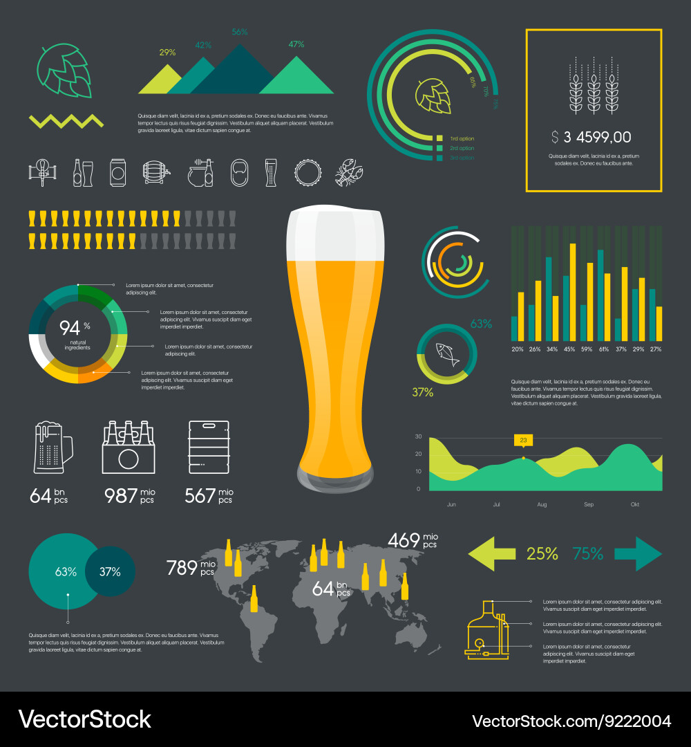 Thin line color beer infographic Royalty Free Vector Image