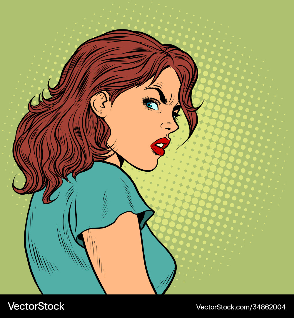 Woman on face emotion disgust Royalty Free Vector Image