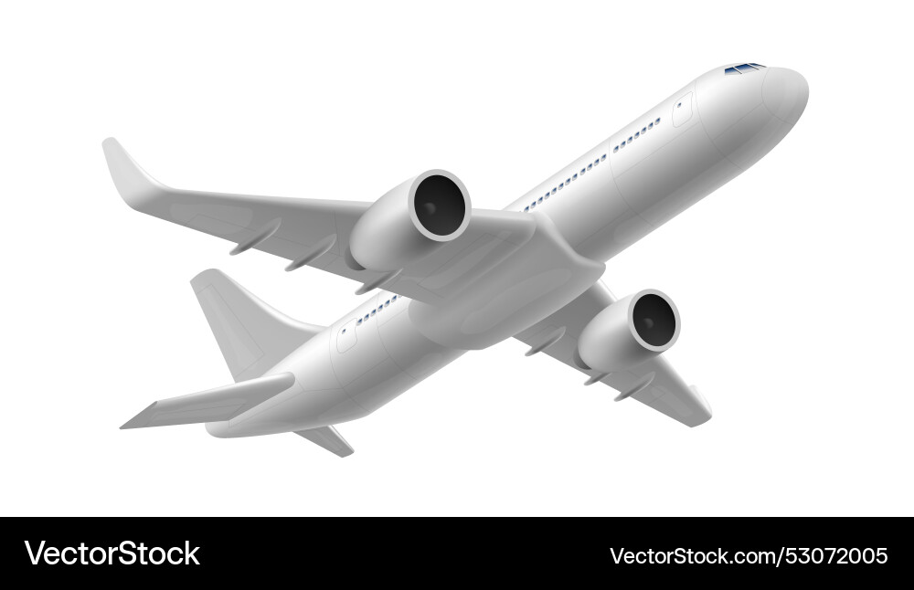 3d white glossy commercial jet airplane take off Vector Image