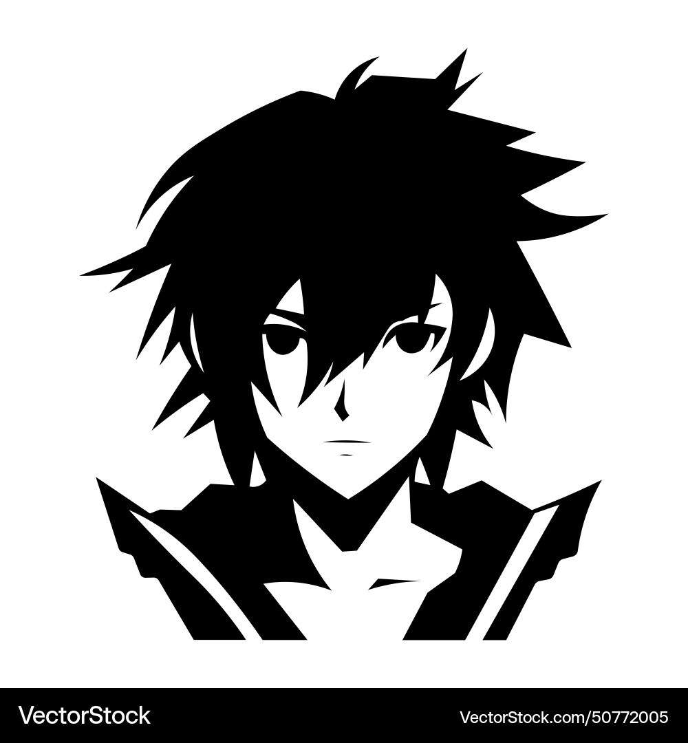 Black anime boy icon on white background Vector Image