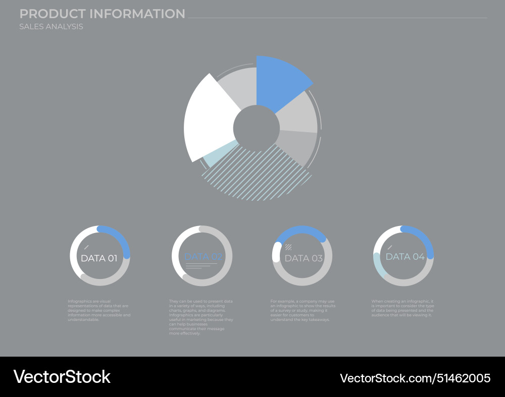 Business pie data analysis charts in color Vector Image