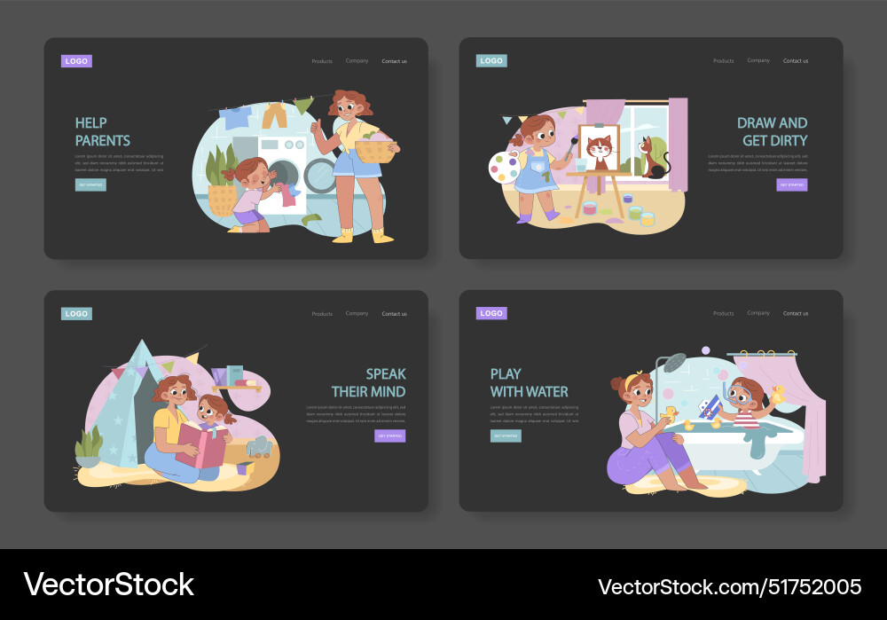 Childhood exploration set Royalty Free Vector Image