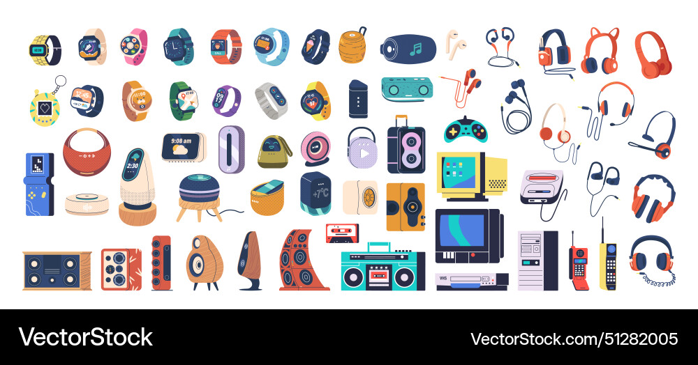 Collection of electronic devices ranging from Vector Image