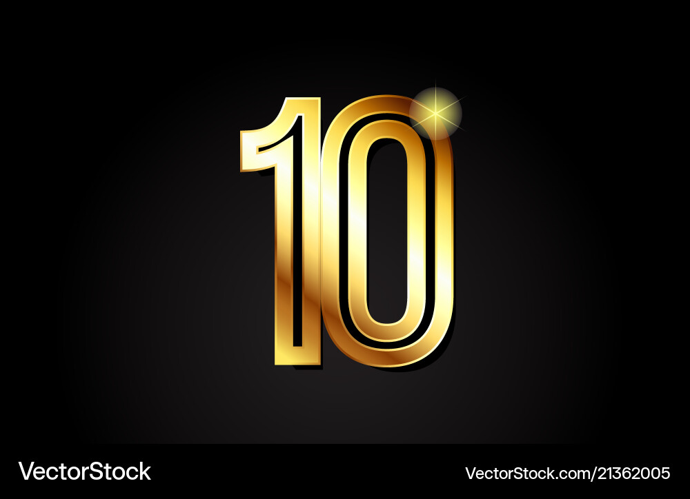 Gold number 10 logo icon design Royalty Free Vector Image