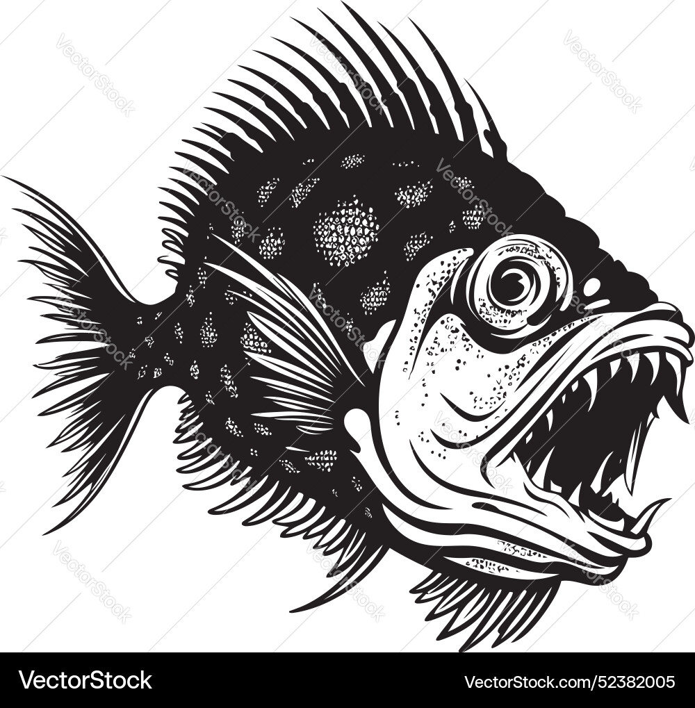 Malicious mariner evil angler fish emblem abyssal Vector Image