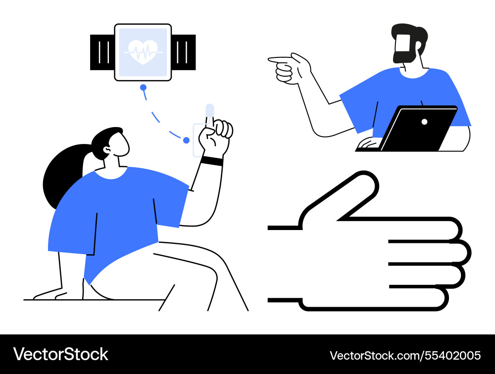 Wearable health technology person analyzing data Vector Image