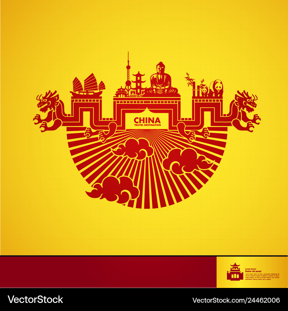 China travel destination Royalty Free Vector Image