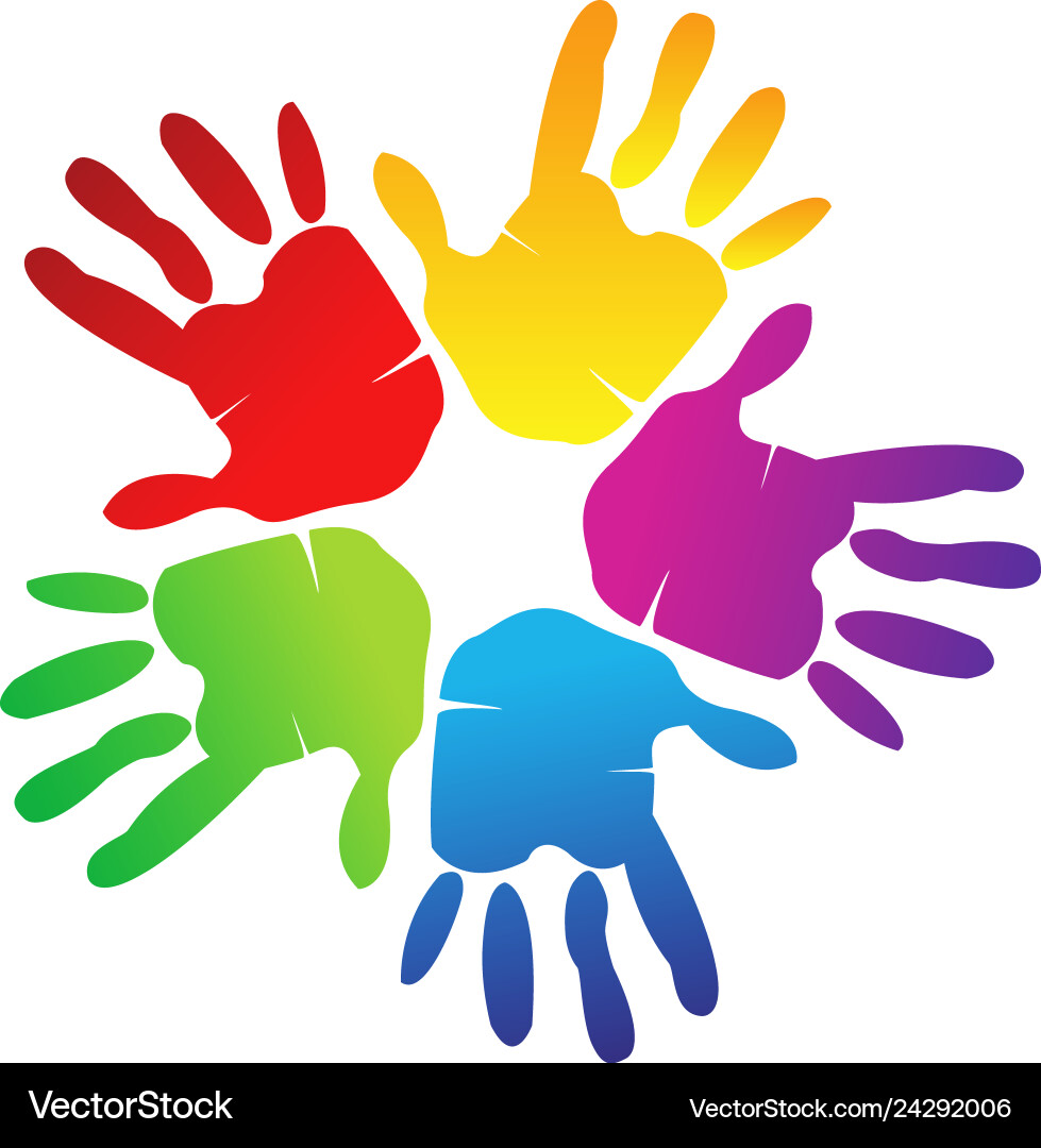 Colorful Hands Logo - Connection & Support Vector Image