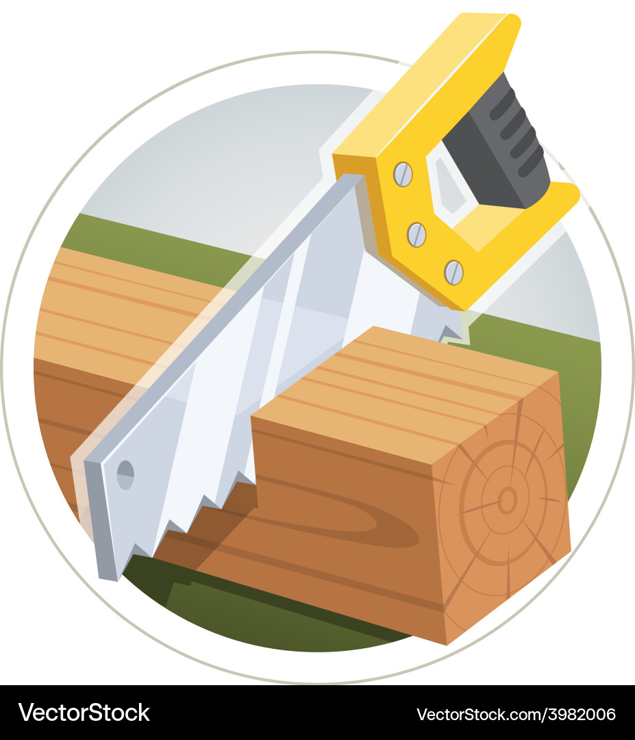 Hacksaw cut wooden board Royalty Free Vector Image
