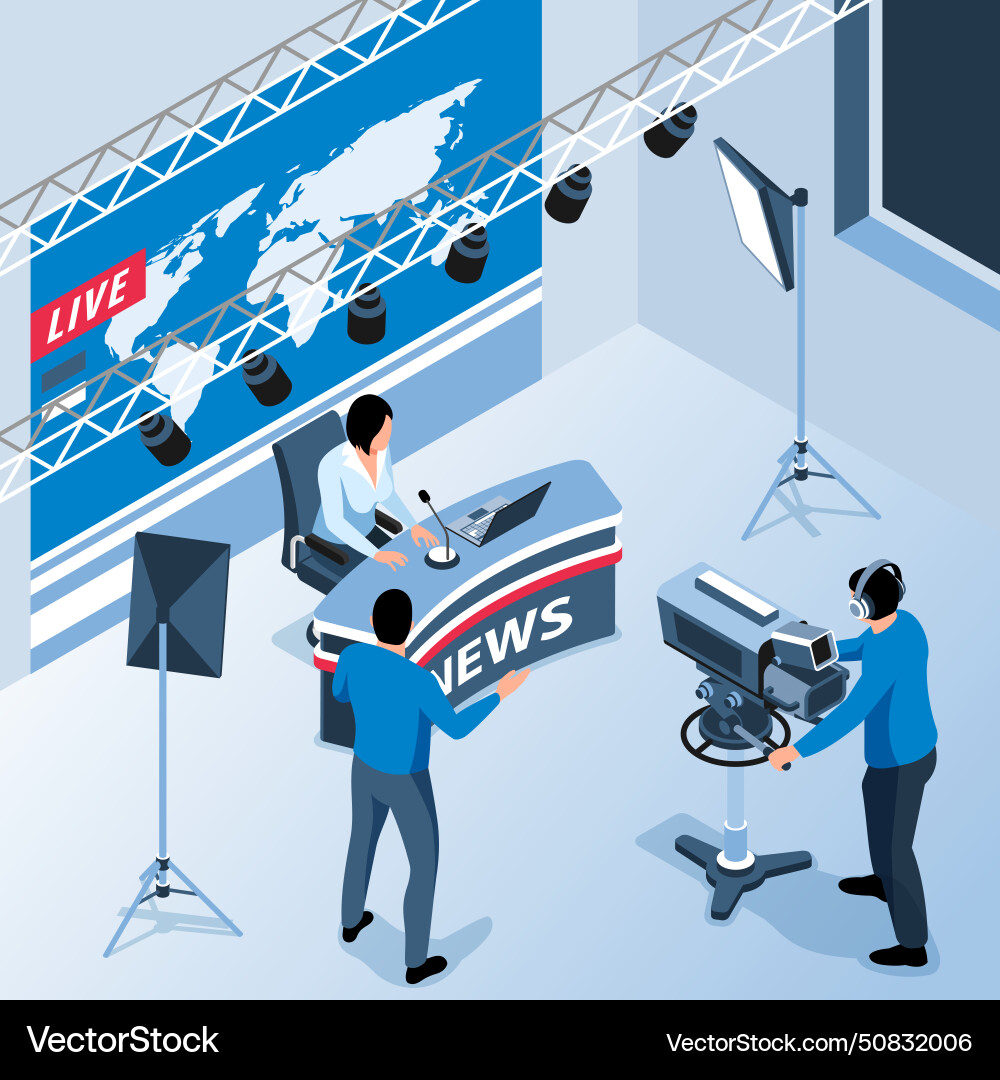 Isometric news studio Royalty Free Vector Image
