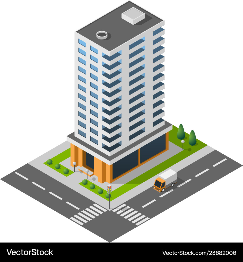 Isometric Town Apartment Building Royalty Free Vector Image