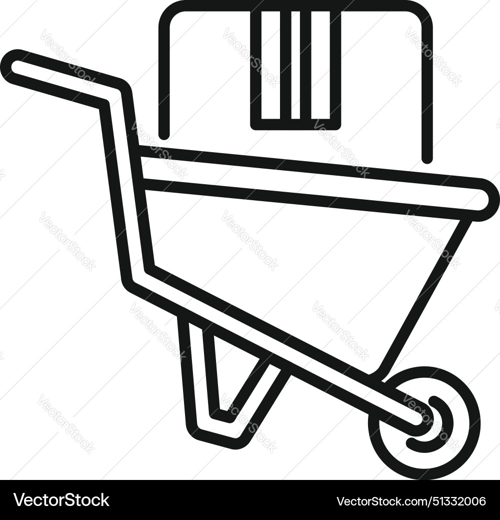 Line art of a wheelbarrow Royalty Free Vector Image