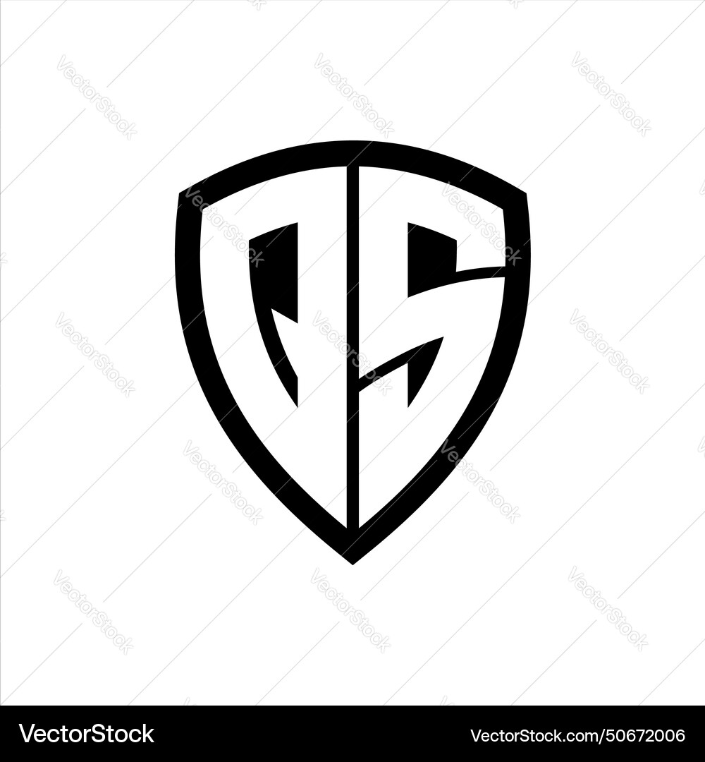 Qs monogram logo with bold letters shield shape Vector Image