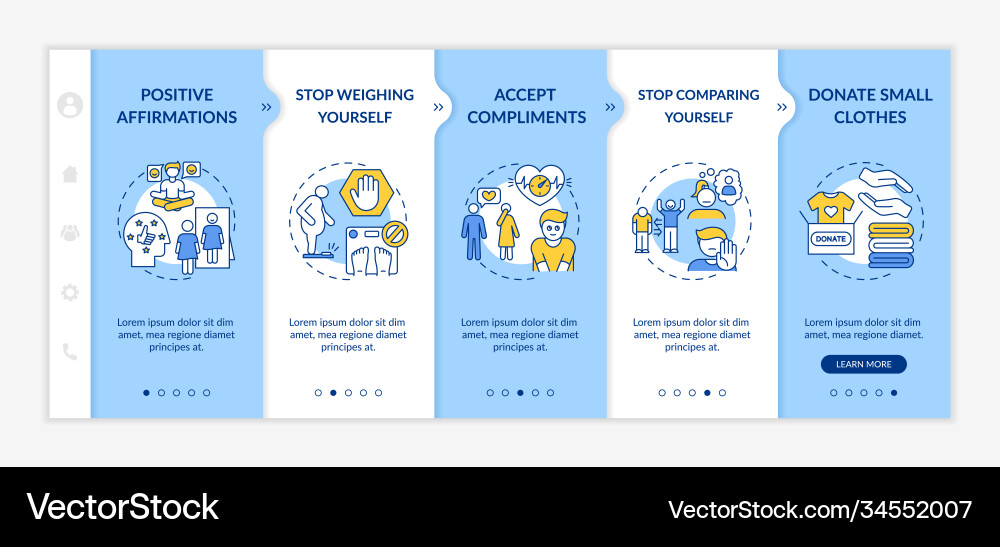 Body positivity tips onboarding template Vector Image