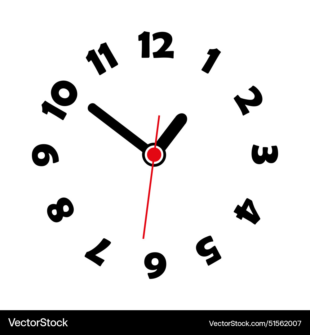 Clock isolated on white background Royalty Free Vector Image