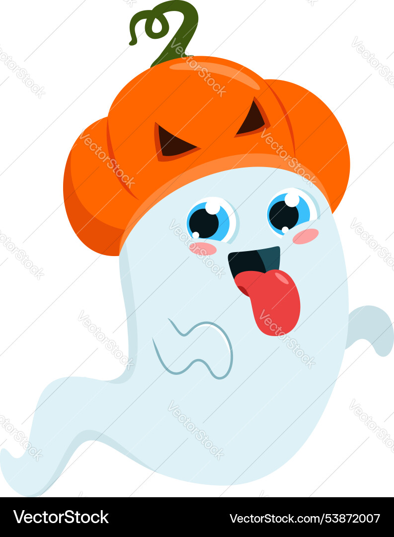 Cute halloween ghost cartoon character Royalty Free Vector